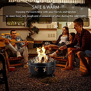 LMRSTOO Fire Pit 36inch for Outside Wood Burning Heavy Duty Fire Pits Firepit for Outdoor with Spark Screen & Waterproof Cover & Poker for Patio Fireplace Garden Picnic Backyard Camping Bonfire
