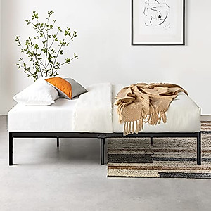 Mellow Rocky Base E 14" Platform Bed Heavy Duty Steel Black, w/ Patented Wide Steel Slats (No Box Spring Needed) - King