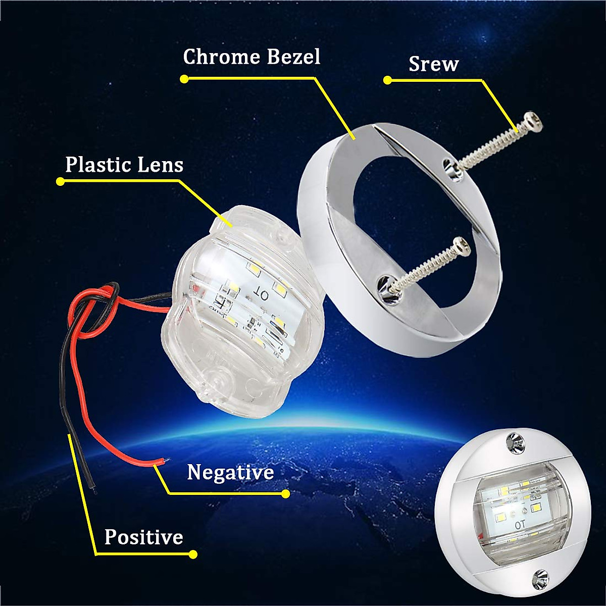 Boaton Boat LED Night Fishing Lights, Courtesy Lights, Deck Lights, Marine Boat Led Lights, Boat Interior Lights, Boat Navigation Lights, Navigation Lights For Boats Led (White)