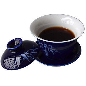 Gaiwan 5oz/150ml Blue White Porcelain teacup Sancai Tea Cup Set beauty pattern Lid(pure leaf)