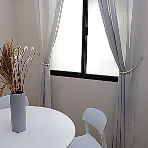 Wood Bead Curtain Tieback Set of 2, Curtain Holdback, Curtain Tie, Curtain Pull Back, Curtain Holder, Rope Curtain Tieback Hooks, Curtain Tie Back Curtain Tie Drape Beaded Curtain Tieback Boho Natural