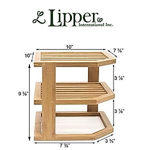 Lipper International 8883 Bamboo Wood 3-Tier Corner Kitchen Storage Shelf, 10" x 10" x 9-1/2"