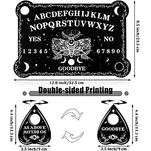 Pendulum Dowsing Divination Board Set Black Wooden Talking Board with Planchette Accessories for Teens Adults Birthday Party and Family Gatherings Games Supplies (Moth Style)