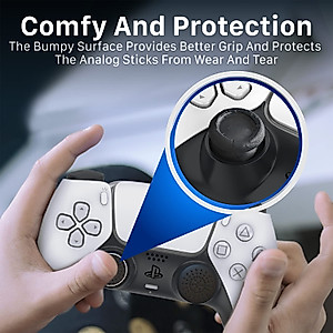 Fosmon Pro Trigger Extender and Thumb Grip Covers Compatible with Sony PS5 Controller (11 PCS), High Rise Non-Slip Thumb Grips and Quick Fire Trigger Extenders Protective Cover for Analog Joystick