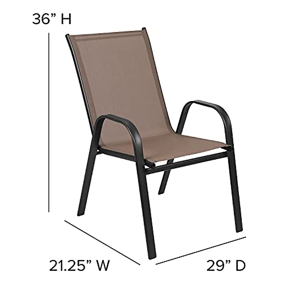 Flash Furniture 5 Pack Brazos Series Brown Outdoor Stack Chair with Flex Comfort Material and Metal Frame