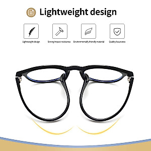 Blue Light Blocking Glasses Vintage Round Frame Eyeglasses for Women Men Black