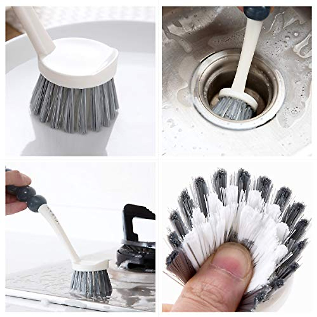 4 Pack Deep Cleaning Brush Set-Kitchen Cleaning Brushes, Includes Grips Dish Brush, Bottle Brush, Scrub Brush Bathroom Brush, Shoe Brush for Bathroom, Floor, Tub, Shower, Tile, Bathroom, and Kitchen