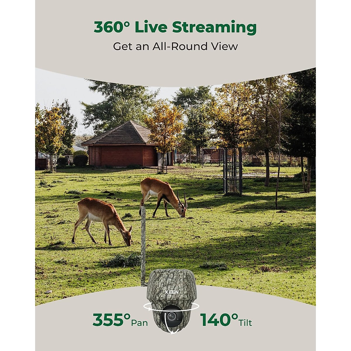 REOLINK KEEN Ranger PT Cellular Trail Camera, 3G/4G LTE, 360° Full View, 2K Live Video&Playback on Phone, No-Glow IR, Solar Powered Game Camera, 2K Night Vision, Smart Motion Activated, No WiFi Needed