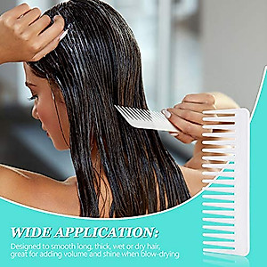 Large Hair Detangling Comb, Wide Tooth for Curly, Wet Dry Hair, No Handle Comb Styling Shampoo Comb (White, Cyan)