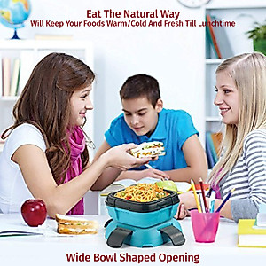 Lunch Box ~ Pinnacle Insulated Leak Proof Lunch Box for Adults and Kids - Thermal Lunch Container With NEW Heat Release Valve 16 oz ~Set of 2~ Blue-Pink