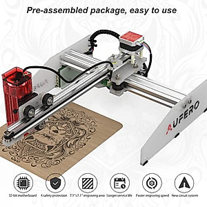 Aufero Portable Laser Engraver, Mini Laser Cutter and Engraver Machine for Wood and Metal, 32-bit Motherboard LaserGRBL(LightBurn), Eye Protection Fixed-Focus, 7.1'' x 7.1'' DIY Engraving Area(LU2-2)