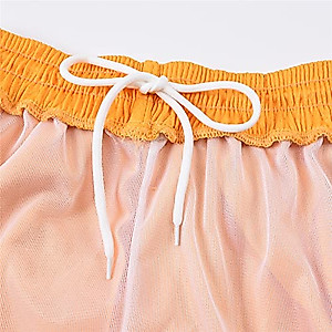 DITOGQAR Basketball Shorts for Men,Mens Retro Shorts Workout Gym 90s Fans 8/24 Black Mesh Quick Dry Basketball Athleic Shorts Yellow 24 Size L