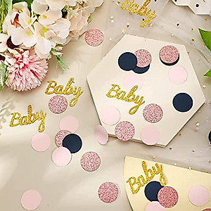 360 Pcs Gender Reveal Confetti Gender Reveal Decoration Baby Shower Confetti Navy Blue Pink Paper Confetti Round Confetti Dots for Baby Shower Gender Reveal Birthday Party Table Decoration
