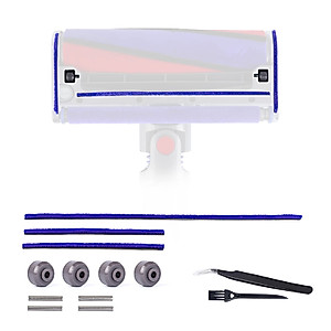 Plush Strips + Soleplate Wheels & Axles Replacement Compatible with Dyson V6 V7 V8 V10 V11 Soft Roller Cleaner Head Strips Felt Strips Replacement Parts