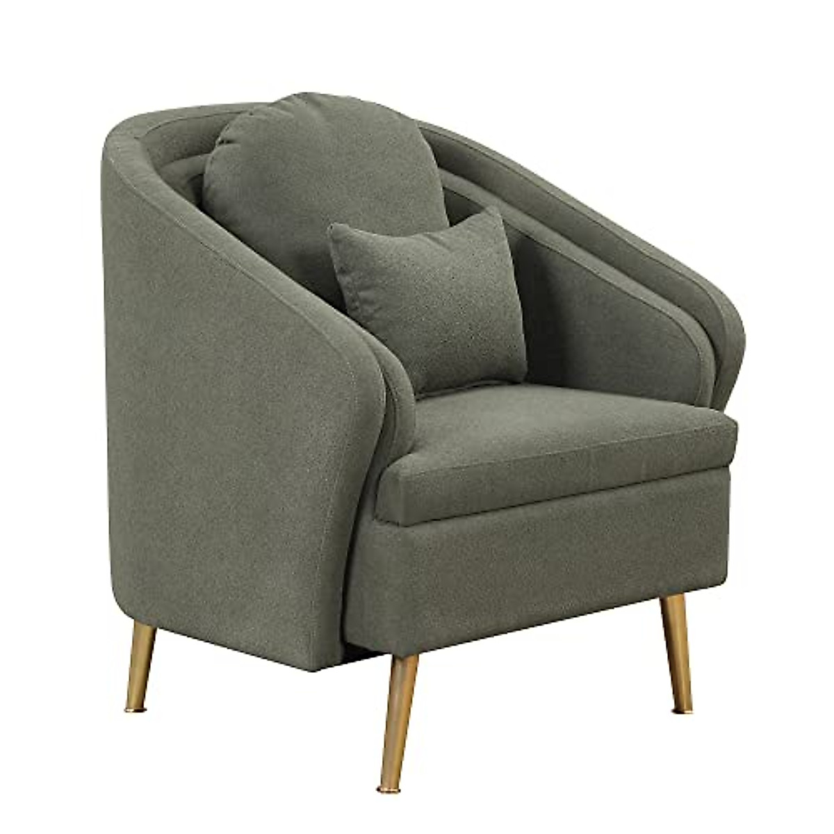 Goohome Mid Century Modern Accent Chair Single Sofa Comfy Upholstered Armchair Living Room Furniture, ReadingChair with Lumbar Pillow and Metal Legs for Bedroom, Lounge