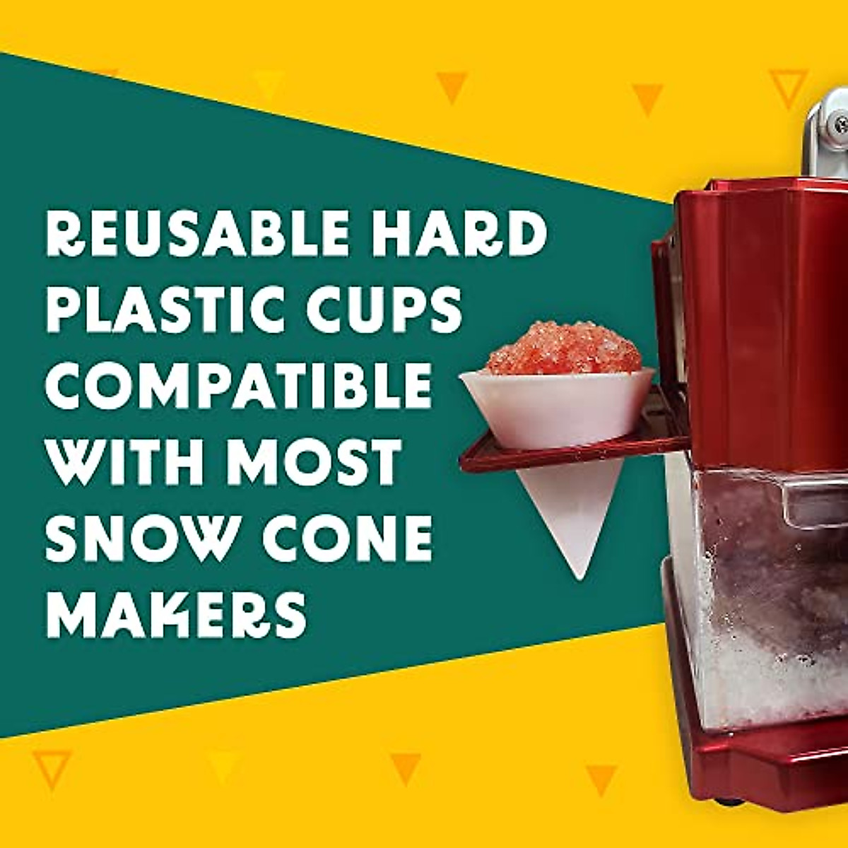 [4 Pack] Plastic Reusable Snow Cone Cups for Your Snow Cone Maker - No Leak, Durable Shaved Ice Cone Cups - Snow Cone Cup for Slushies, Shaved Ice Syrup or Juice - Family Pack Snow Cone Cups 6 oz