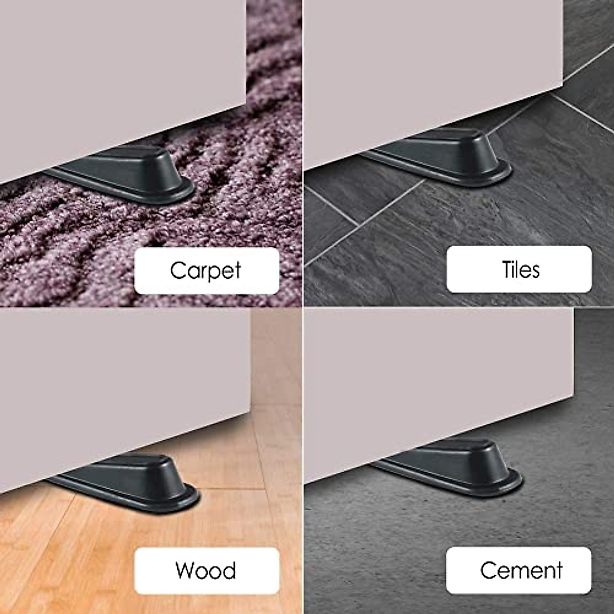 Rubber Doorstopper Wedge Suitable for All Floors Non-Scratching and Anti-Slip Design (5 Packs)