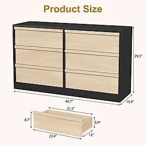 GAOMON 6 Drawer Dresser for Bedroom, Modern Dresser Organizer Storage Chest, Wooden Double Chest of Drawers for Bedroom, Living Room, Nursery