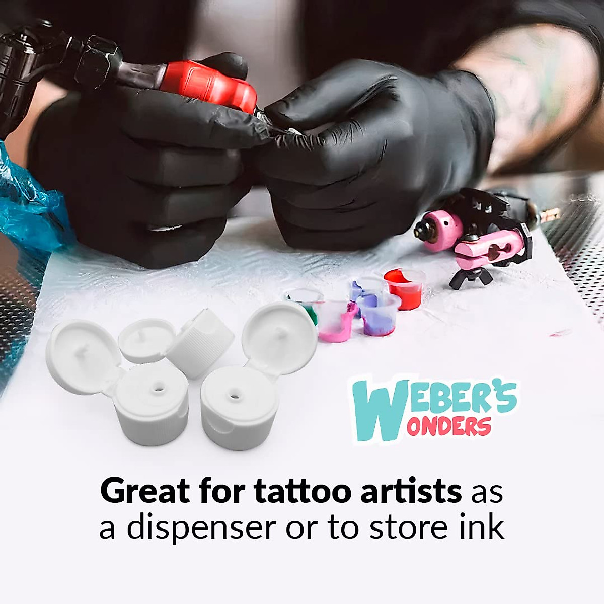 Weber's Wonders 12 Pack - 24/410 White Replacement Flip-Top Caps - Paint Dispenser Bottles - Is For 24 mm Bottle Opening Only