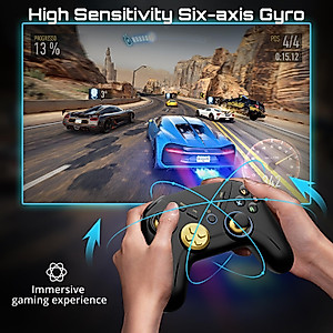 Multi-Platform PC Wireless Controller, Bluetooth Gaming Controller, Compatible with Windows, iPad, Steam, Luna, Laptop, Tablet, and Smart TV, with Double Shock, Macro Keys, Turbo Button, LED Backlight