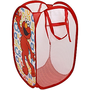 Crown Crafts Infant Products Sesame Street Elmo Pop Up Hamper - Mesh Laundry Basket/Bag with Durable Handles