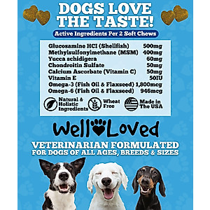 Well Loved Calming Chews for Dogs + Glucosamine for Dogs Hip and Joint Supplement, Vet Developed, Made in The USA, Natural Ingredients