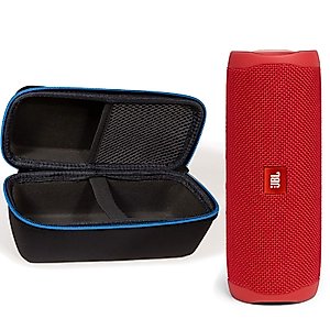 JBL Flip 5 Waterproof Portable Wireless Bluetooth Speaker Bundle with divvi! Protective Hardshell Case - Red