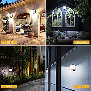 UME Solar Motion Sensor Outdoor LED Wall Light, IP65 Waterproof Modern Wall Sconce, 4000K, 500LM, 120° Sensing Angle, Dusk to Dawn Wireless Fence Lights Decorative for Porch, Patio, Garden