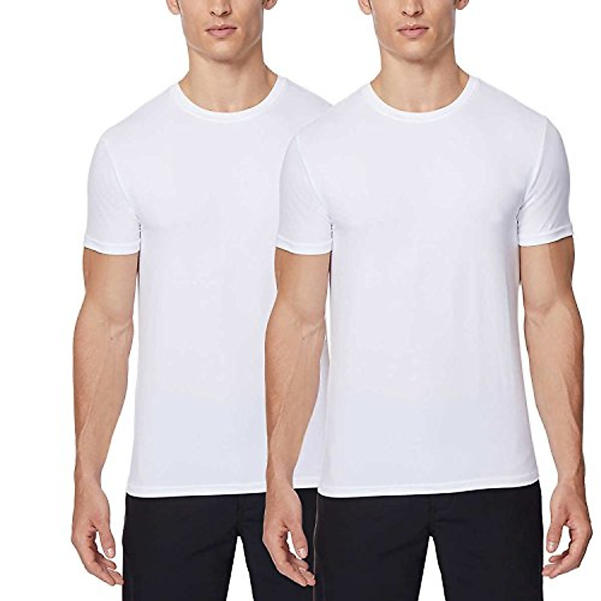 32 DEGREES,Mens 2pack Short Sleeve Crew Neck Wicking Tee,White/White,Medium