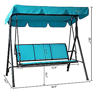 Kozyard Belle 3 Person Outdoor Patio Swing with Strong Weather Resistant Powder Coated Steel Frame and Textilence Seats