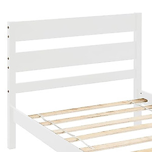 LCH Twin Bed Frames, Wood Twin Bed Frame with Headboard and Footboard Kids Bed Frame,Twin Wooden Bedframes Platform with Storage for Girls Boy No Box Spring Needed (White)