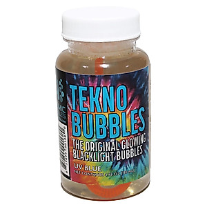 Atomic Bubbles: Tekno Bubbles - Blue 6 Pack - 4oz Bottles, UV Blacklight Glow Bubbles, Glow Parties, Indoor & Outdoor, Safe for Kids, Non-Toxic