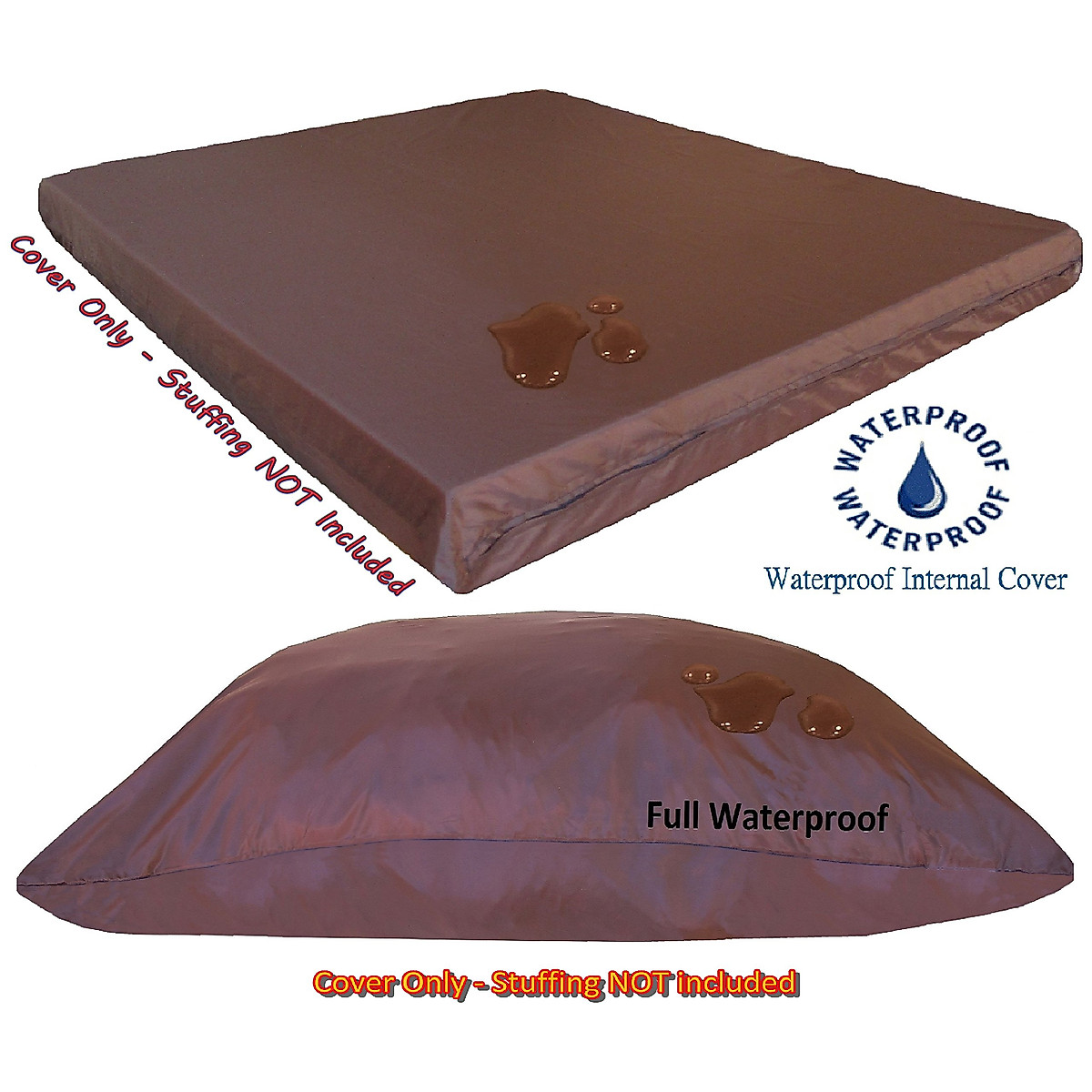 Do It Yourself DIY Pet Bed Pillow Duvet 1680 Nylon Durable Cover and Waterproof Internal case for Dog/Cat at Medium 36"X29" Seal Brown Color - Covers only