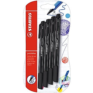 STABILO pointMax Nylon Tip Pen - Black Blister 4