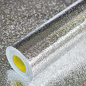 Kitchen Backsplash Wallpaper Stickers, Kitchen Stickers Self Adhesive Kitchen Aluminum Foil Stickers Oil Proof Waterproof Kitchen Stove Sticker (15.7X197 Inches)