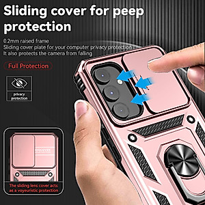 Suyomo for for Samsung Galaxy A54 5G Case with HD Screen Protector [2PCS],Samsung A54 5G Case with Camera Cover + 360 Rotatable Stand Kickstand,Military Grade Heavy Duty Sturdy Case (Rose Gold)