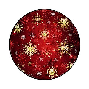 BVOGOS Round Rug 3ft Red Gold Black Christmas Snowflakes Soft Foam Washable Circle Rugs Kids Play Mat Nursery Rug Floor Carpet for Bedroom Living Room Home Decor