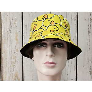 Enodtter Yellow Duck Bucket Hat for Men Women Teen Girl, Packable Reversible Printed Sun Hats, Fisherman Outdoor Summer Travel Beach Caps