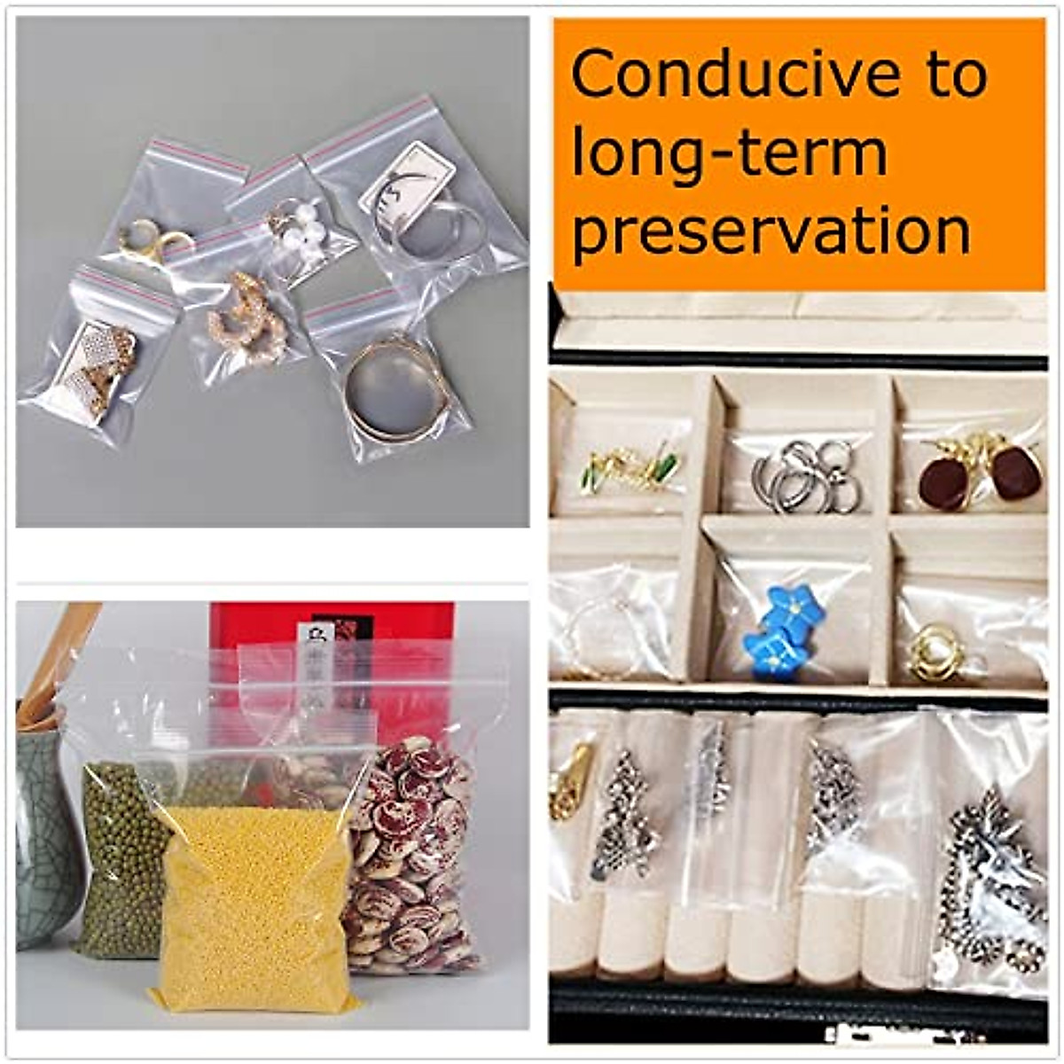 500 Pack Poly Zipper Bags,3 Different Size Small Craft Plastic Bags,Clear Reusable Ziplock Bags Storage for Bead,Jewelry,Candy,2.3x3.5Inch,3.5x5Inch,4x6Inch