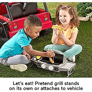 Power Wheels Ride-On Toy BBQ Fun Jeep Wrangler Battery-Powered Vehicle with Sounds, Pretend Grill & 5 Food Pieces, Preschool Kids 3+ Years​