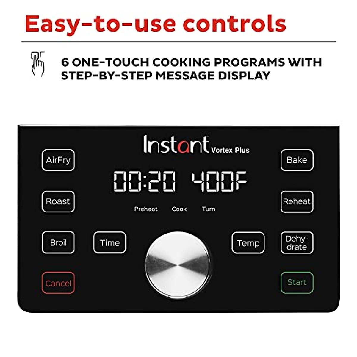 Instant Vortex Plus 6-in-1, 4QT Air Fryer Oven, From the Makers of Instant Pot with Customizable Smart Cooking Programs, Nonstick and Dishwasher-Safe Basket, App With Over 100 Recipes, Stainless Steel