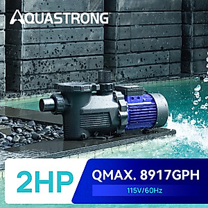 AQUASTRONG 8000GPH 2 HP In or Above Ground Pool Pump with Single Speed