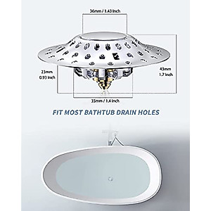 2 in 1 Bathtub Stopper with Drain Hair Catcher, Miaphie Anti-Clogging Tub Stopper with Dual Filtration Design, Pop-up Bath Tub Stoppers Bathtub Drain Plug for 1.45-1.85" Drain Hole