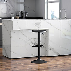 Brage Living Adjustable Bar Stool, Swivel Round Metal Airlift Barstool, Backless Counter Height Bar Chair for Kitchen Dining Room Pub Cafe, 1 pc (Black)