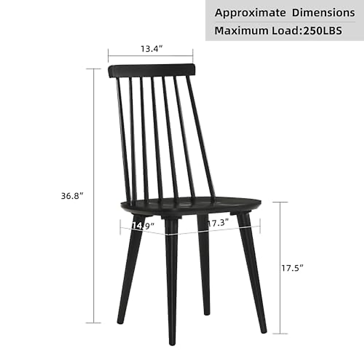 DUHOME Dining Chairs Set of 4 Wood Dining Room Chair Black Spindle Side Kitchen Room Country Farmhouse Chairs Black