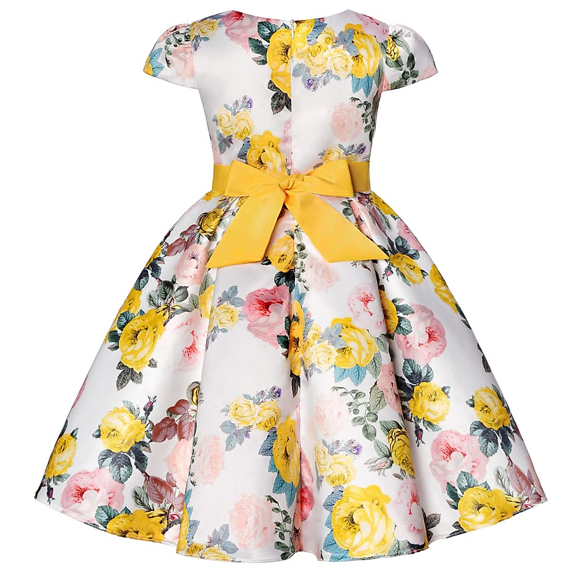 AIMJCHLD Party Dress for Toddler Little Baby Girls Flower Wedding Dresses Pageant Prom Ball Gowns Fancy Performance Formal Dress Size 2T 3T Yellow 100
