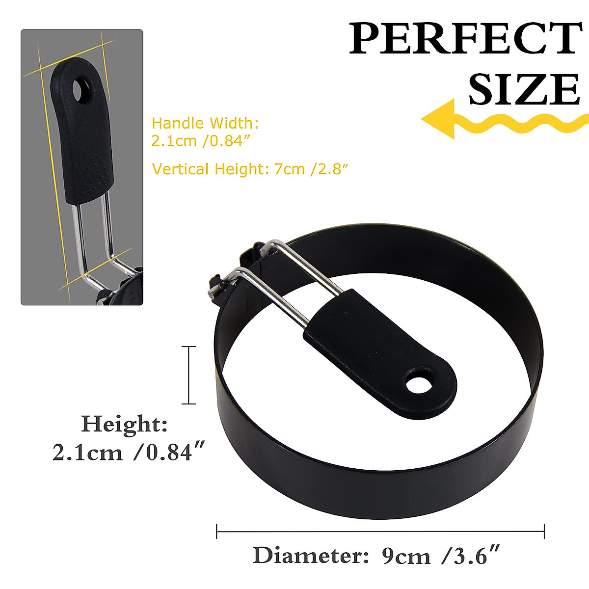 LXLOVESM 3 packs 3.5'' Egg Rings Set with Silicone Handle, Stainless Steel Egg Cooking Rings，Nonstick，For Frying Eggs and Egg Mcmuffins, Egg Mold For Breakfast