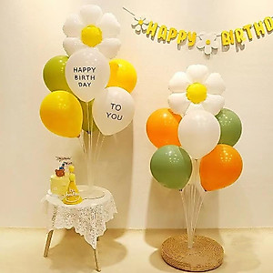 Jiesky 7 Sets 28 Inch Balloon Stand Kits, Balloon Sticks with Base For Table Floor Graduation Baby Shower Happy Birthday Engagement Fiesta Party Decorations Class