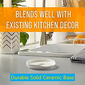 [1 Pack] Dual Purpose Egg Cracker Tool & Spoon Rest for Kitchen Counter - Simple Use Egg Breaker Tool Contains the Mess - Ceramic & Stylish Spoon Holder for Kitchen Counter