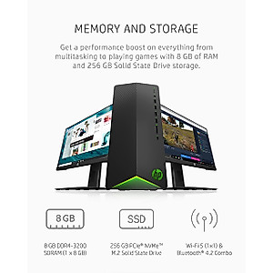 HP Pavilion Gaming PC, AMD Ryzen 3 5300G Processor, 8 GB RAM, 256 GB SSD, Windows 11, Wi-Fi 5 & Bluetooth 4.2 Combo, 9 USB Ports, Pre-Built Gaming PC Tower, Mouse and Keyboard (TG01-2010, 2021)